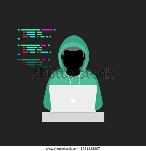 Hacker Hacking Laptop Computer Programmer Vector Stock Vector Royalty Free