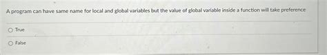 Solved A Program Can Have Same Name For Local And Global