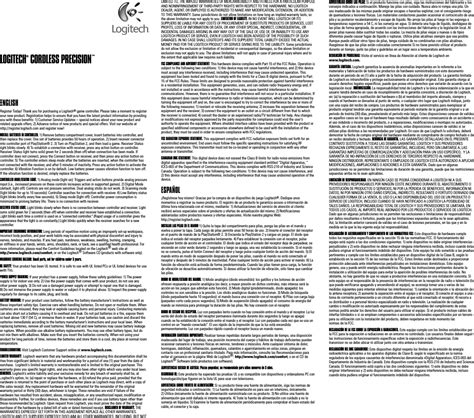 Logitech Far East 222544 Logitech Cordless Precision User Manual 624239 0403 Front Goose