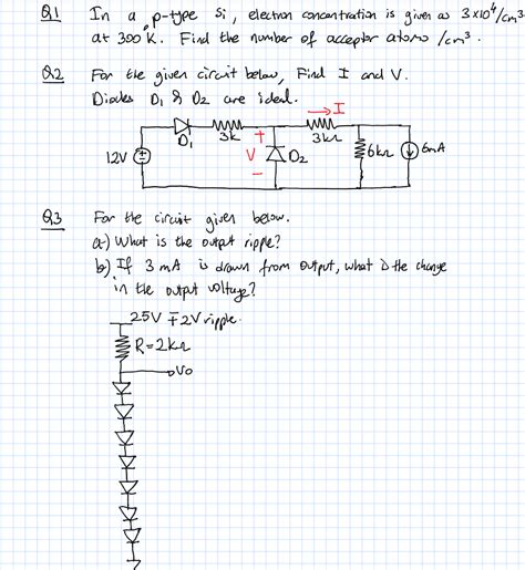 Solved Q1 In A P Type Si Electron Concentration Is Given As