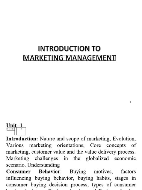Mm Notes Unit 1 To 5 Pdf Marketing Brand
