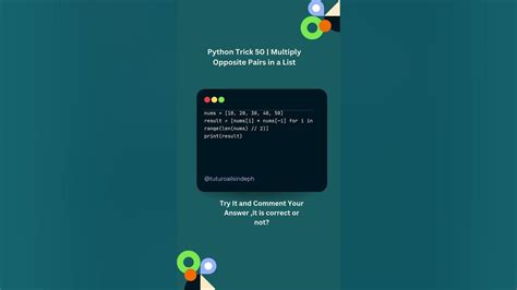 Python Trick 50 Multiply Opposite Pairs In A List Shorts Viral