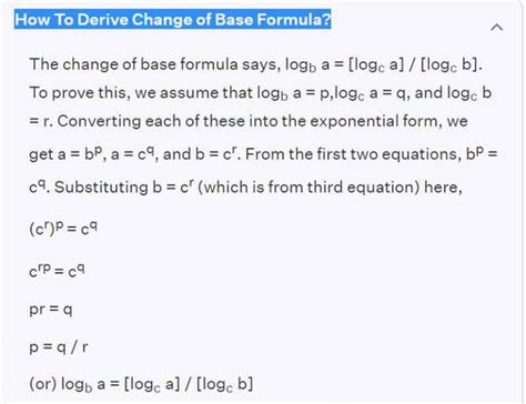 Change Of Base Formula