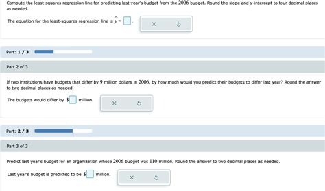 solved compute the least squares regression line for
