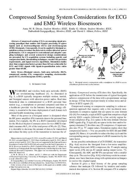 pdf compressed sensing system considerations for ecg and emg wireless