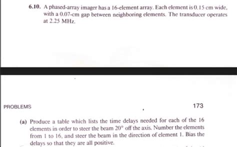 Solved 610 A Phased Array Imager Has A 16 Element Array