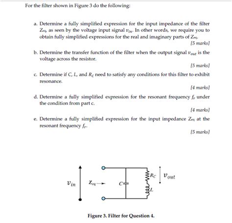 solved for the filter shown in figure 3 do the following