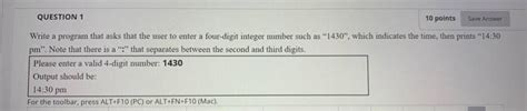 solved save anwer question 1 10 points write a program that