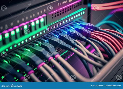 Network Panel Switch And Cable In Data Center Generative Ai Stock