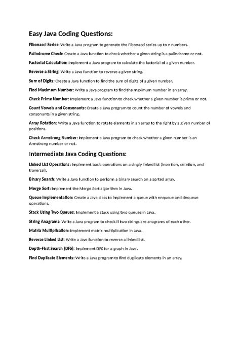 Java Coding Questions Easy Java Coding Questions Fibonacci Series