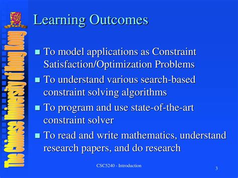 Csci 5240 Combinatorial Search And Optimization With Constraints Ppt