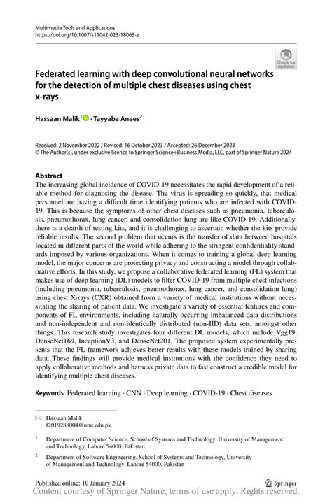 Federated Learning With Deep Convolutional Neural Networks For The