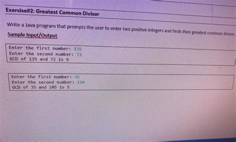 Solved Exercise2 Greatest Common Divisor Write A Lava