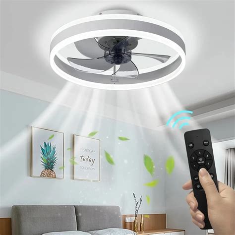 모던 Led 천장 선풍기 리모컨 조도 조절식 마운트 램프 홈 실내 거실 침실 멋진 장식 램프 조명 Best Top5