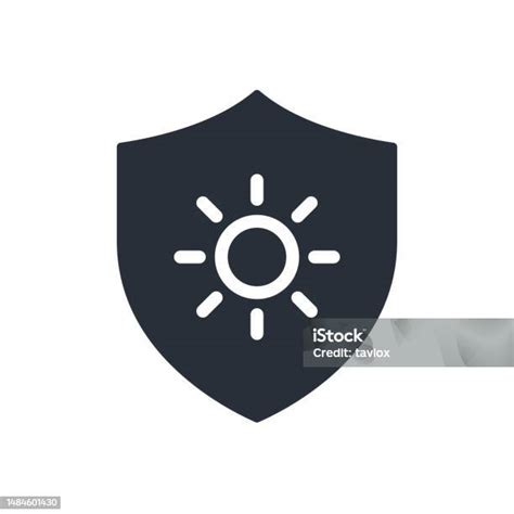 자외선 차단 아이콘 태양과 방패 로고 기호가 있는 자외선 차단 벡터 그림입니다 자외선 차단 절연 아이콘입니다 격리 된 태양 또는