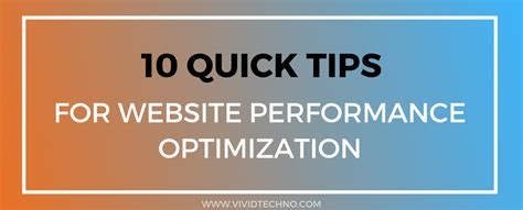 Tips For Website Performance Optimization Vivid Techno Best Web Company India