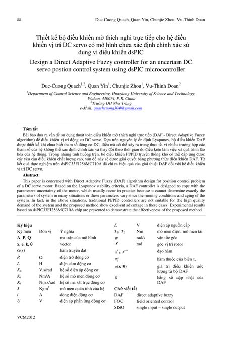 Pdf Design A Direct Adaptive Fuzzy Controller For An Uncertain Dc Servo Position Control