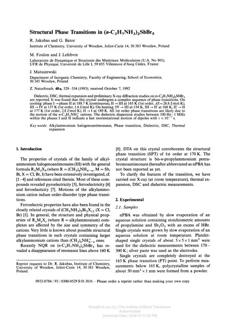 Pdf Structural Phase Transitions In N C3h7nh3 2sbbr5