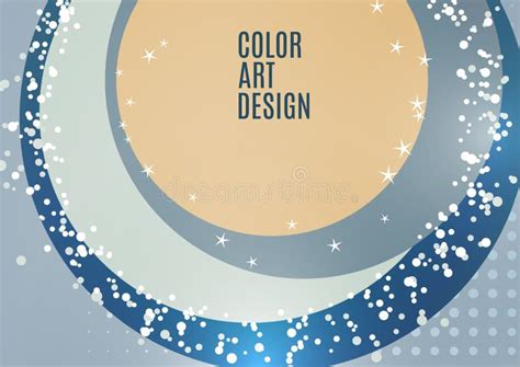 Abstract Background With Overlapping Circles And Dots Chaotic Movement Round Banner With Blank