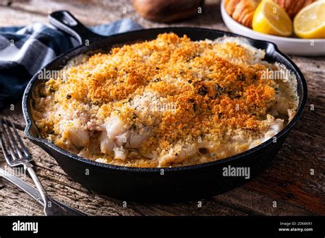 A Delicious Baked Haddock Casserole With White Fish Cream Sauce