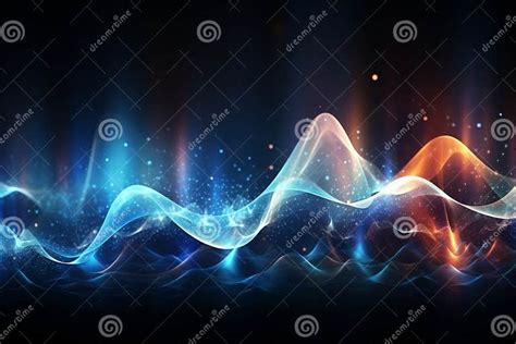 Colorful Abstract Waves With Vibrant Lights Creating A Dynamic Visual Effect At Night Stock