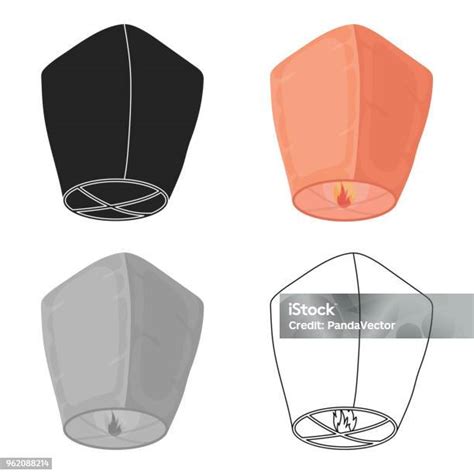 스카이 랜 턴 아이콘 만화 스타일 흰색 배경에 고립에서 광원 기호 주식 벡터 웹 일러스트 레이 션 치앙마이 주에 대한 스톡 벡터