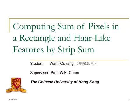 ppt comput ing sum of pixels in a rectangle and haar like features by