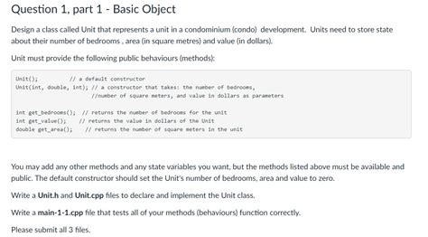 Solved Question 1 Part 1 Basic Object Design A Class