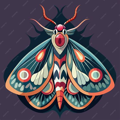 A Drawing Of A Moth With A Red Nose And A Black Background Premium Ai