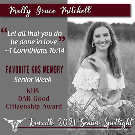 Khs Class Of 2021 Senior Spotlight Molly Grace Mitchell Kossuth High School