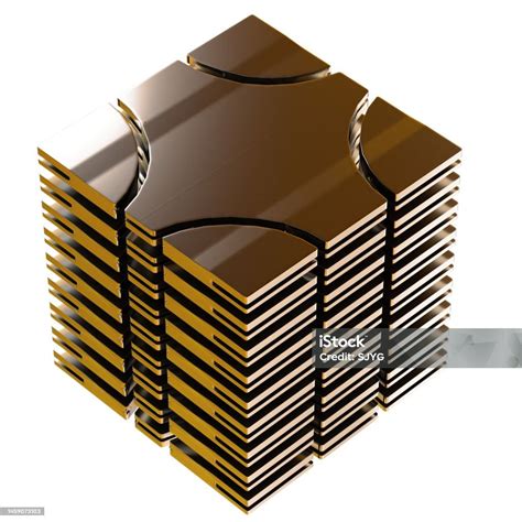 Gold Futuristic Patterned Object Of Multiple Overlapping Plates