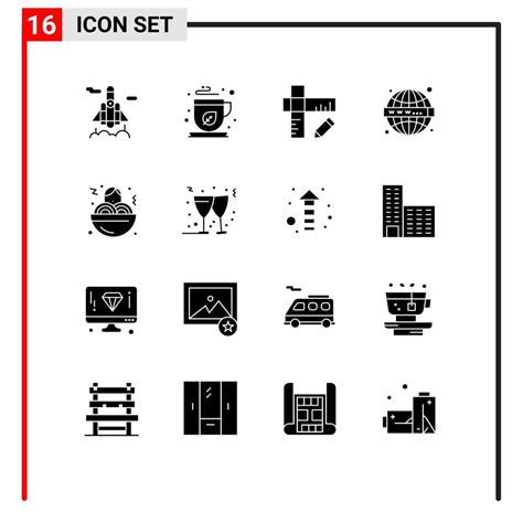 Set Of 16 Modern Ui Icons Symbols Signs For Beer Fast Food Geometry Spaghetti Website Editable