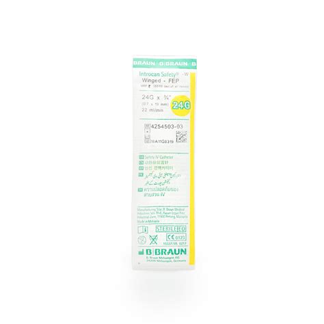 Introcan Safety® Winged Fep Safety Iv Catheter 24g Yellow