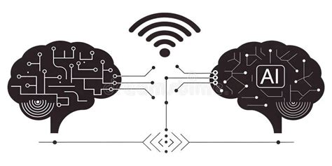 Interconnectedai Two Artificial Brains Communicate Wirelessly Symbolizing The Future Of