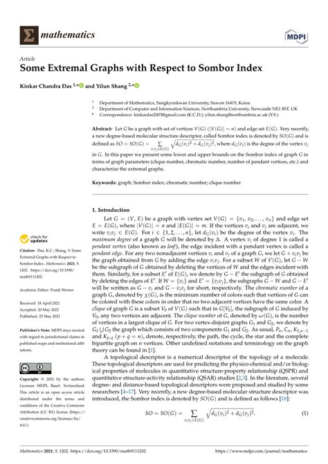 Pdf Some Extremal Graphs With Respect To Sombor Index