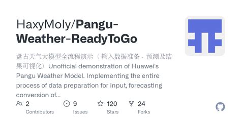GitHub HaxyMoly Pangu Weather ReadyToGo 盘古天气大模型全流程演示 输入数据准备预测及结果可视化Unofficial