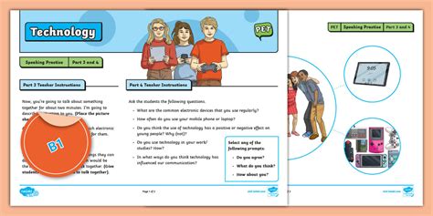 B1 Speaking Parts 3 And 4 Technology Exam Practice