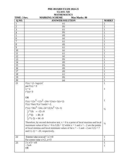 Marking Scheme Class Xii Maths 3 Pdf