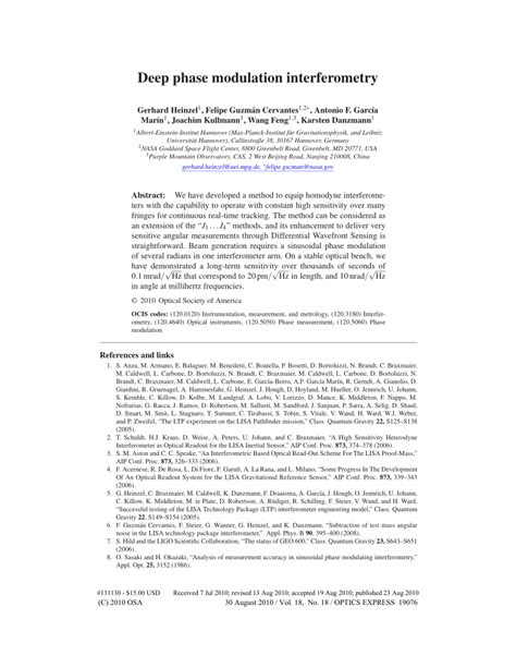 Pdf Deep Phase Modulation Interferometry