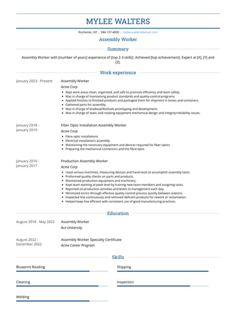 Best Assembly Worker Resume Examples That Land Jobs Best Assembly Worker Resume Examples That Land Jobs