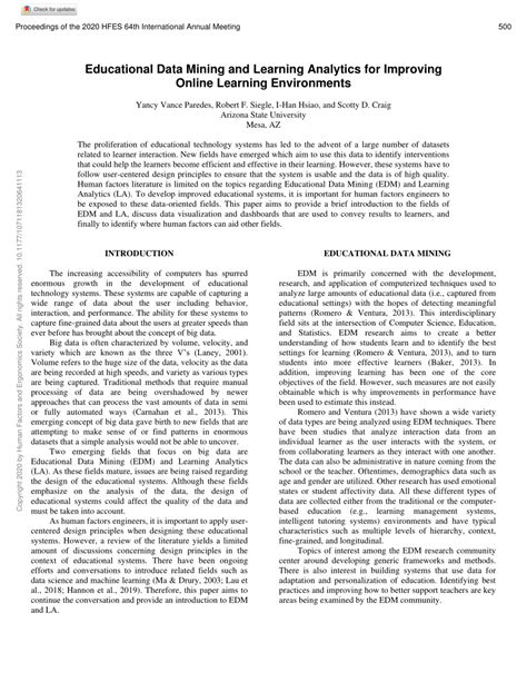 Pdf Educational Data Mining And Learning Analytics For Improving Online Learning Environments