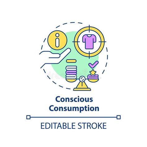 2d Customizable Thin Line Icon Conscious Consumption Concept Stock Vector Illustration Of