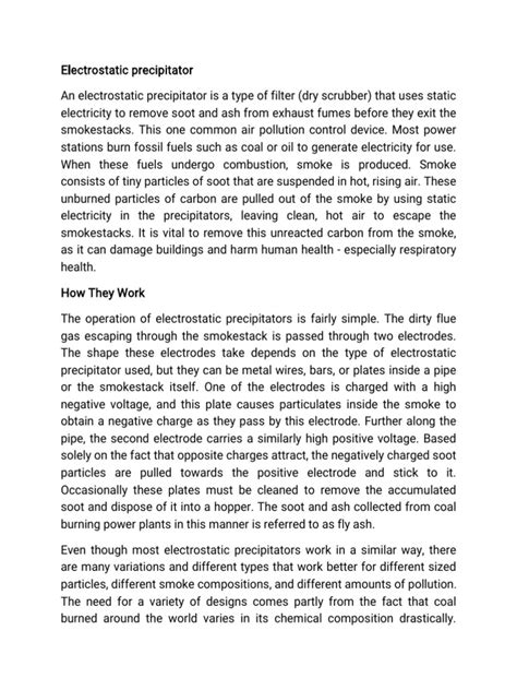 Electrostatic Precipitator Pdf Particulates Smoke