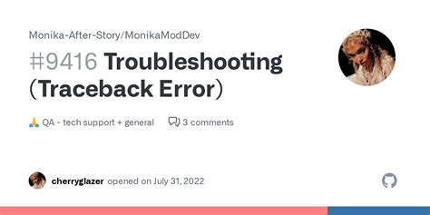 Troubleshooting Traceback Error · Monika After Story Monikamoddev · Discussion 9416 · Github