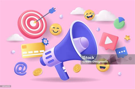 디지털 마케팅 컨셉 3d 일러스트레이션 이모티콘에 대한 스톡 벡터 아트 및 기타 이미지 이모티콘 휴대용 마이크 0명 Istock