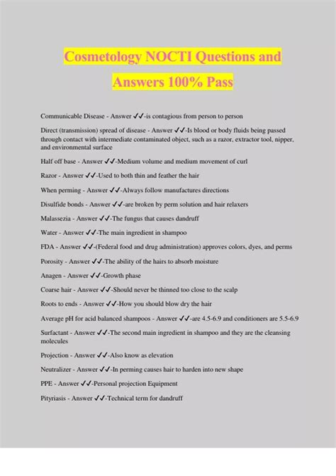 Cosmetology Nocti Questions And Answers 100 Pass Nocti Stuvia Us