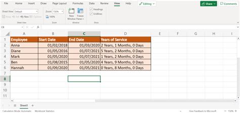 How To Calculate Years Of Service In Excel Sheetaki