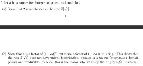 Solved Let D Be A Square Free Integer Congruent To Chegg