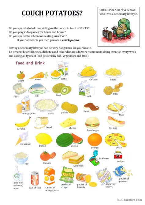 Couch Potatoes Pictionary Picture D English ESL Worksheets Pdf Doc