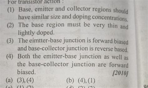 [answered] For Transistor Action 1 Base Emitter And Collector Regions Kunduz
